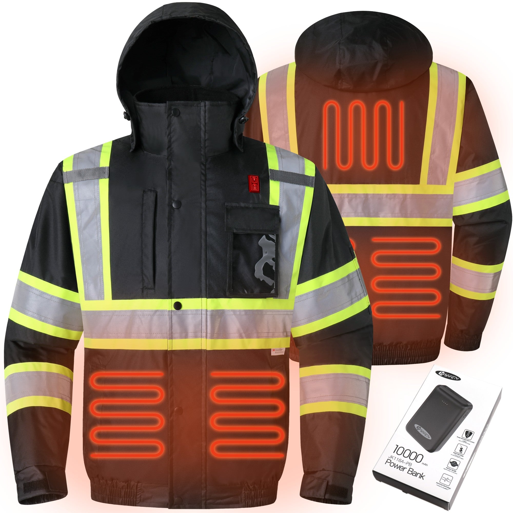 JKSafety Heated Waterproof Winter Hi-Vis Safety Jacket
