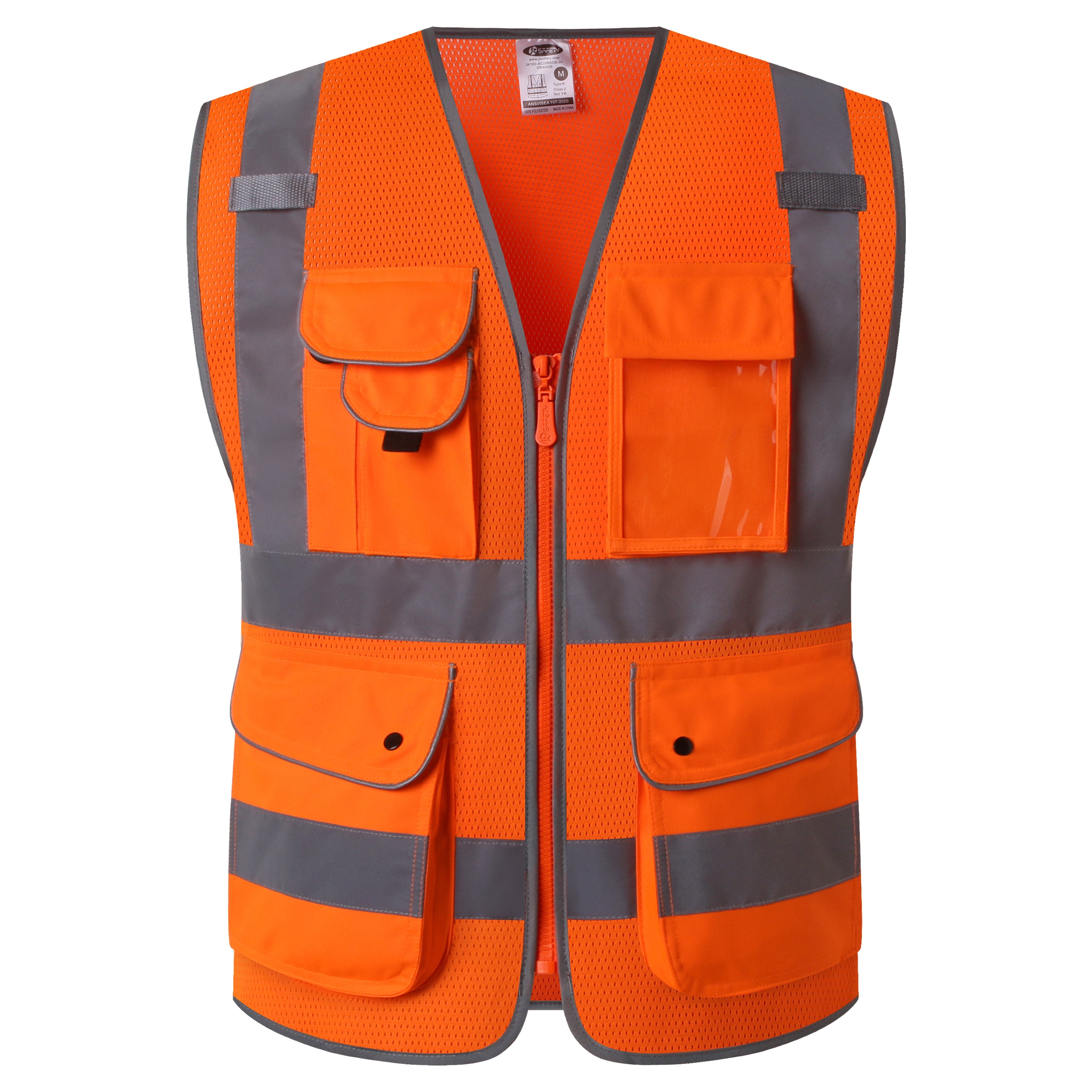 JKSafety 9 Pockets Mesh Hi-Vis Reflective Safety Vest