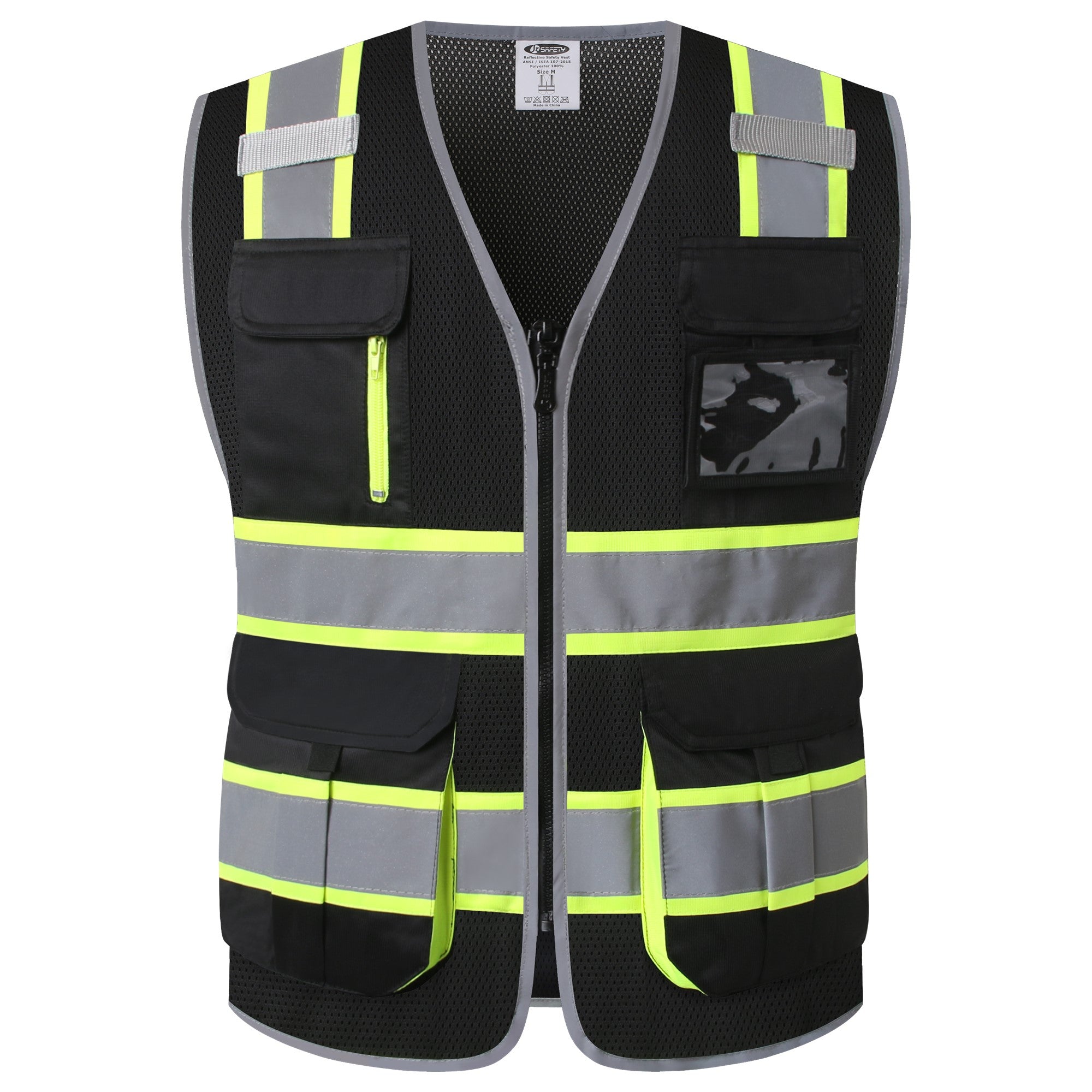 JKSafety 9 Pockets Hi-Vis Mesh Safety Vest, Two-Tone