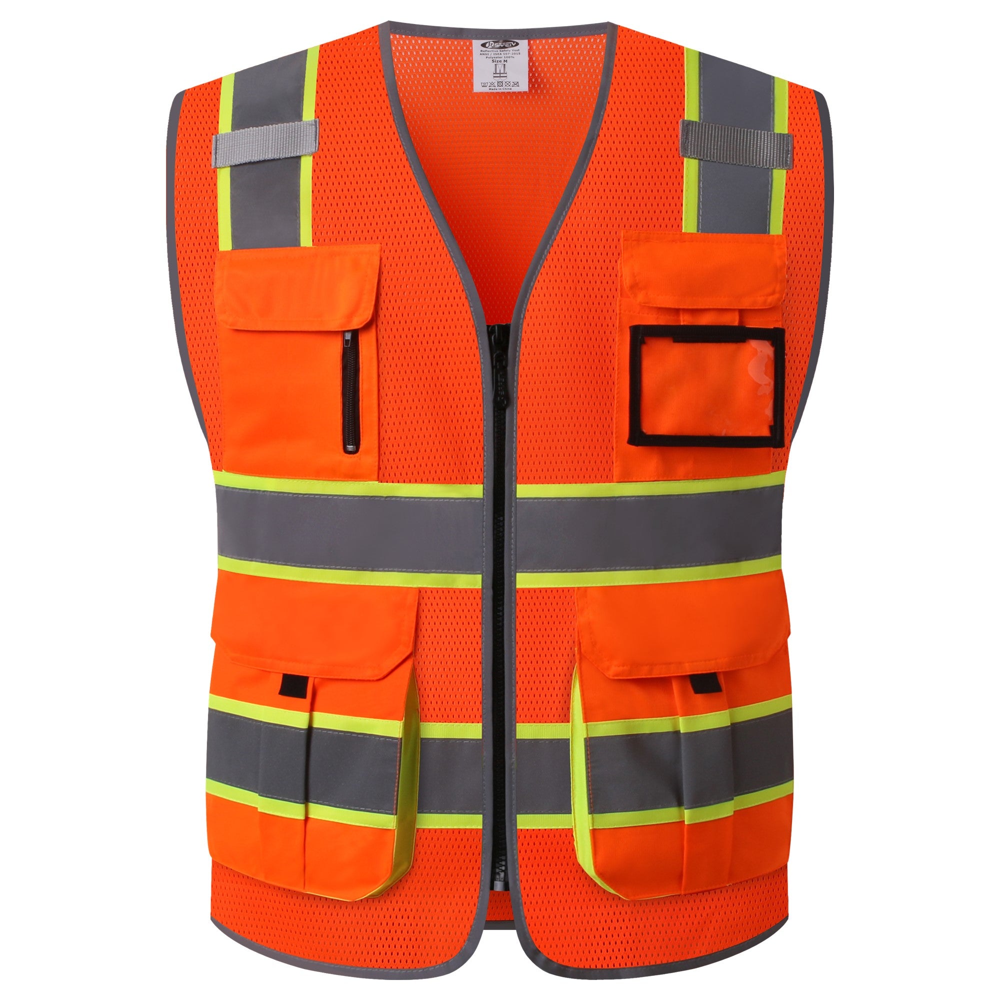 JKSafety 9 Pockets Hi-Vis Mesh Safety Vest, Two-Tone