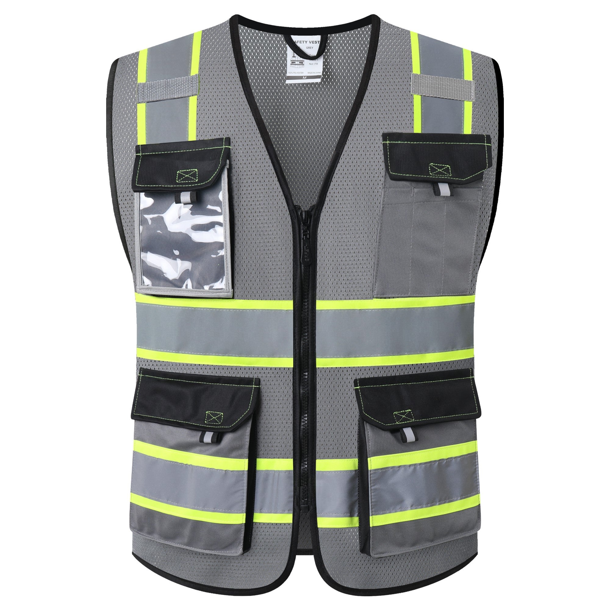 JKSafety 8 Pockets Two-Tone Mesh Hi-Vis Reflective Safety Vests