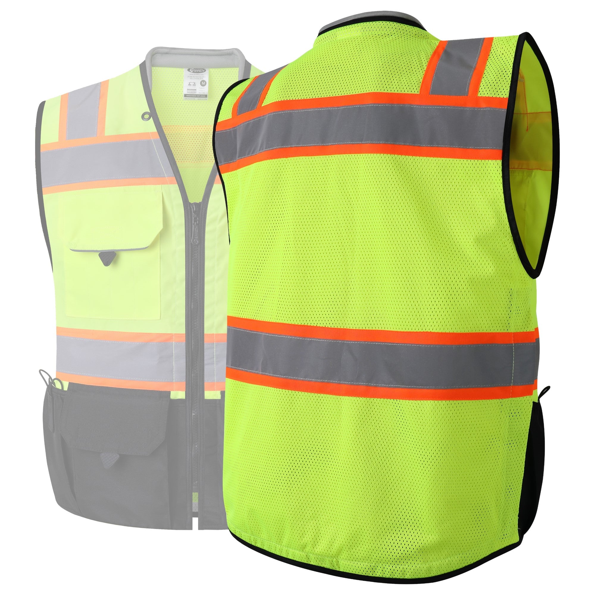 JKSafety Reflective Surveyor Safety Vest Cushioned Collar