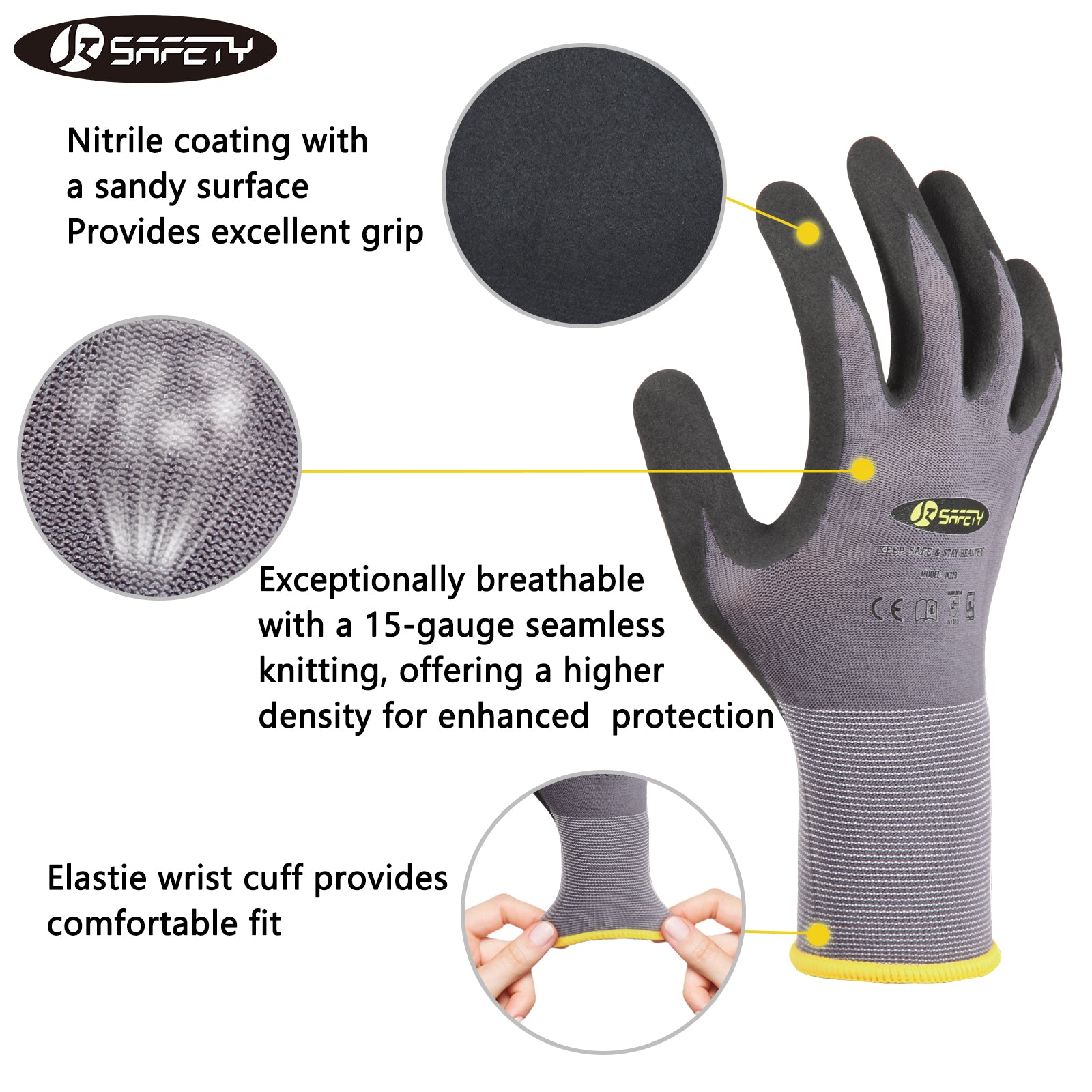JKSafety Safety Utility Work Gloves (Multi-Pack)