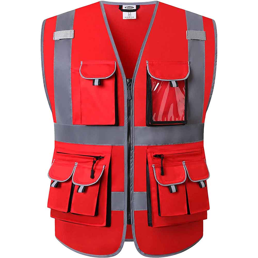 Construction Worker Vest Women JKSafety 9 Pockets High Visibility ...