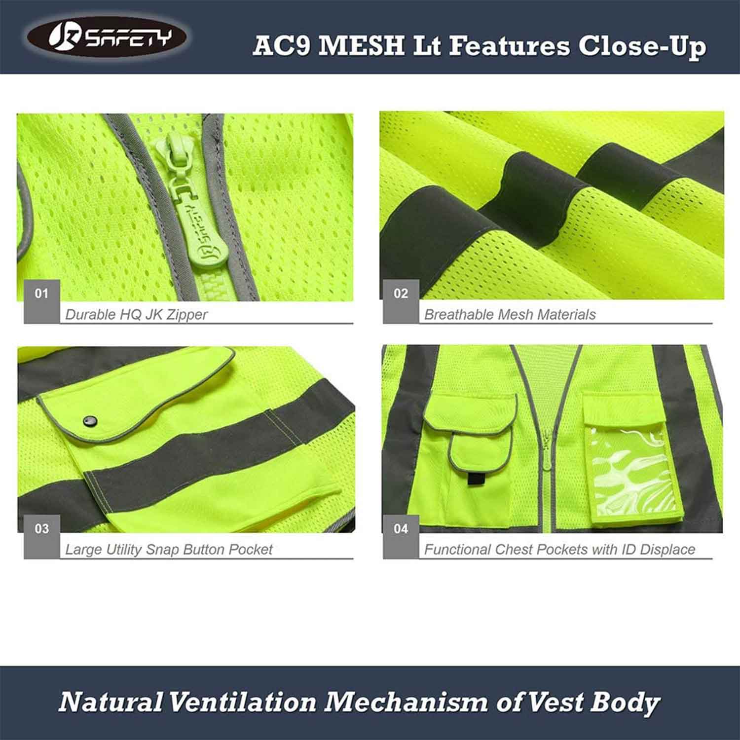 JKSafety Drone Pilot Hi-Vis Reflective Safety Vest, 9 Pockets
