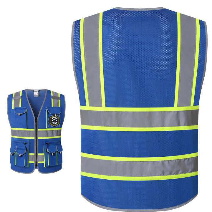 Jksafety 2 Pack Mesh Hi Vis Reflective Safety Vest 10 Pockets Two Tone