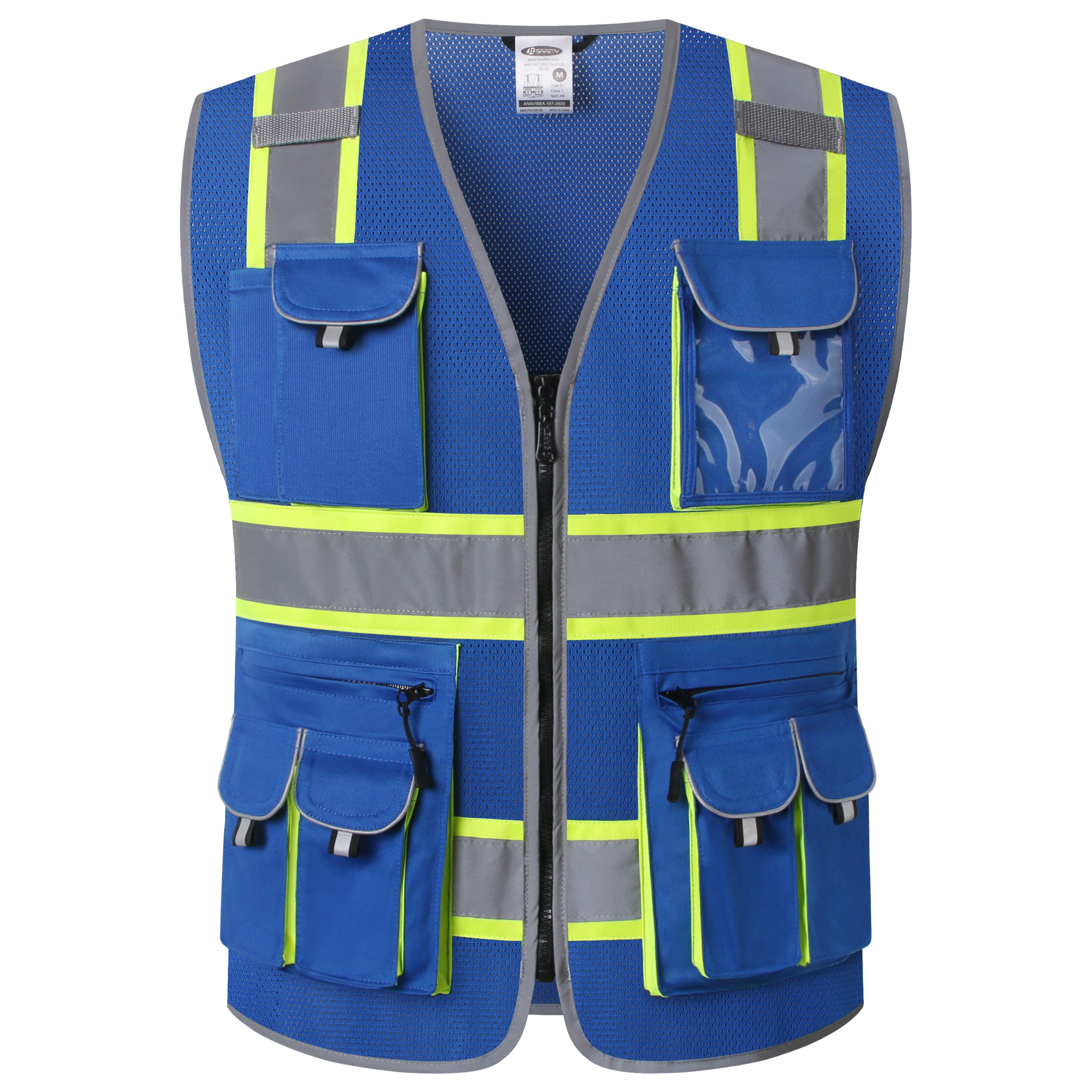 JKSafety 10 Pockets Mesh Hi-Vis Reflective Safety Vest, Two-Tone