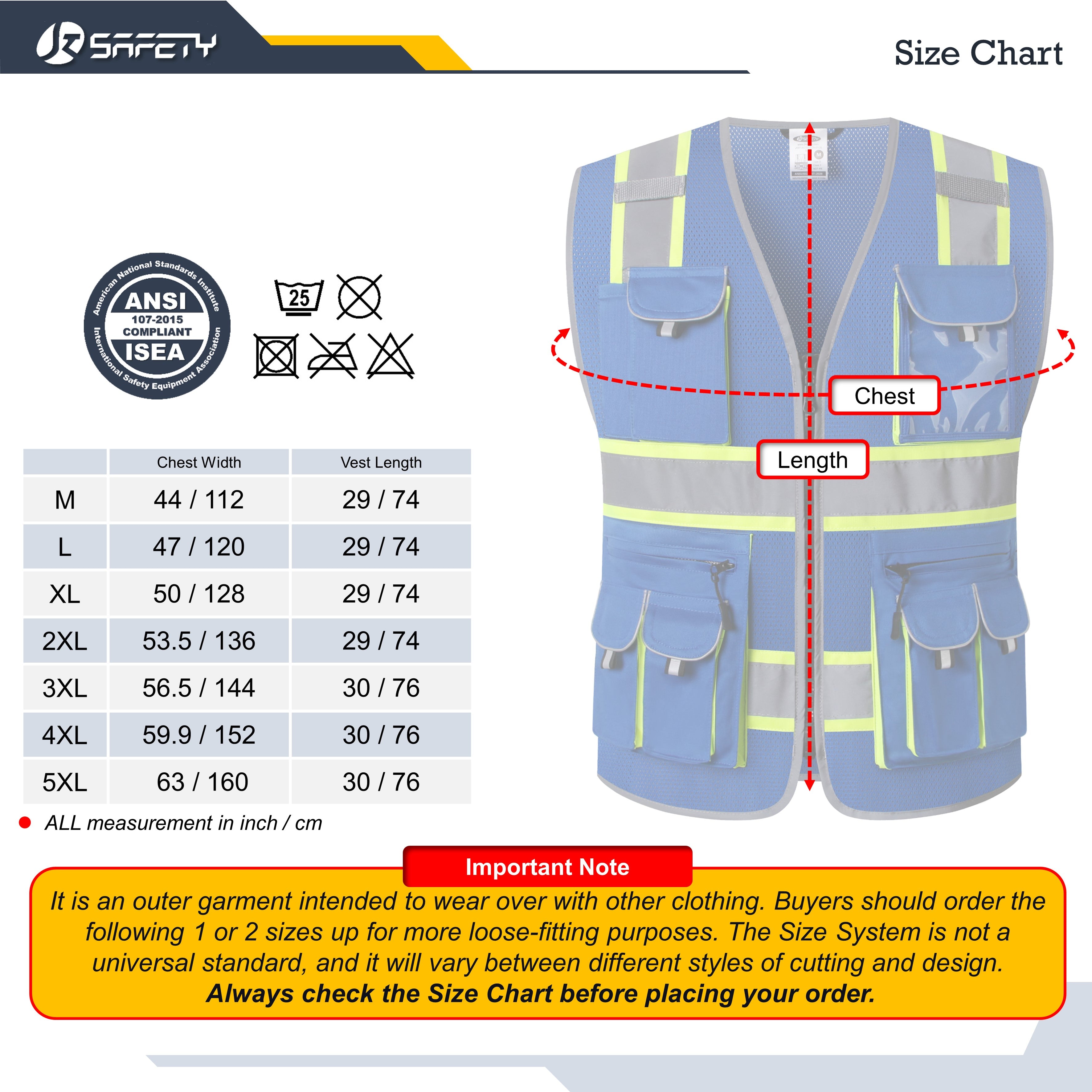 JKSafety 10 Pockets Mesh Hi-Vis Reflective Safety Vest, Two-Tone
